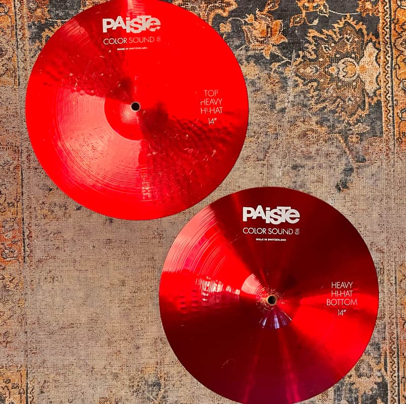 Original Paiste RED COLORSOUND 5 Heavy Hihats 14” 948 1052 g | Reverb
