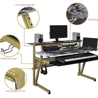 Tempered Glass Music Studio Workstation with Dual 4U Racks | | Reverb