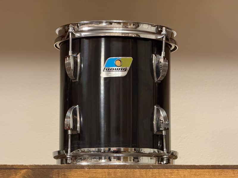 1980 Ludwig 8" Black Cortex 9x8" Blue & Olive Maple Tom Slide | Reverb
