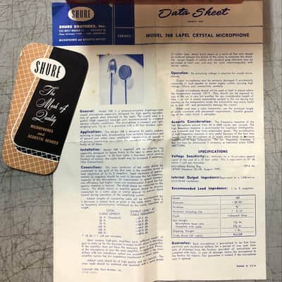 Shure Microphone Lapel Model 76B With Box Vintage early-1950s | Reverb