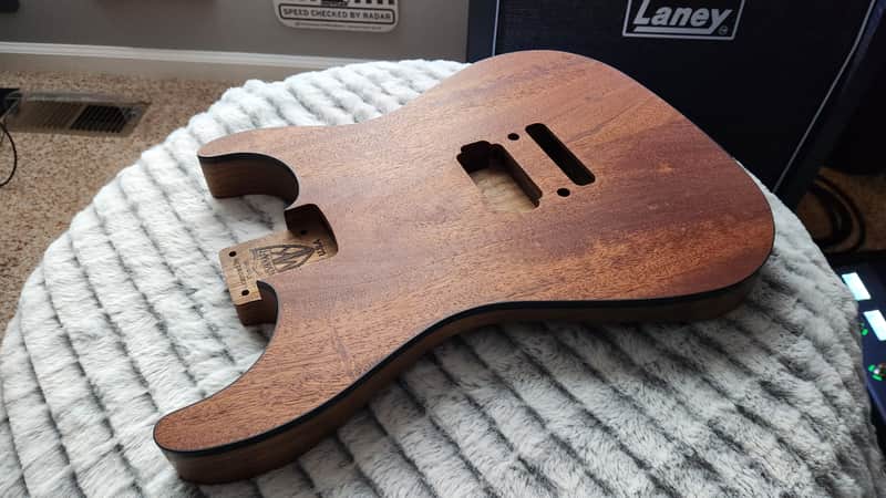 Musikraft Dinky Stratocaster Body - Walnut and Mahogany! | Reverb