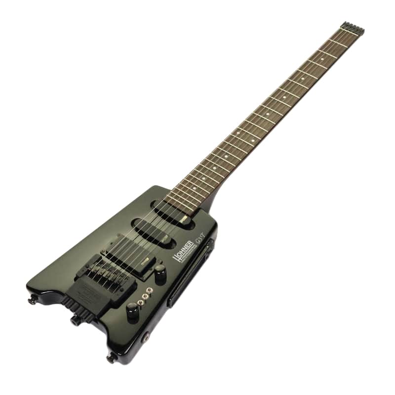 Hohner G3T Headless Gloss Black Electric Guitar with Gig Bag | Reverb