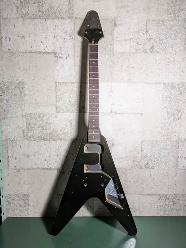 Greco Mint Collection FV-65 Flying V Husk 1984 Metallic Black | Reverb