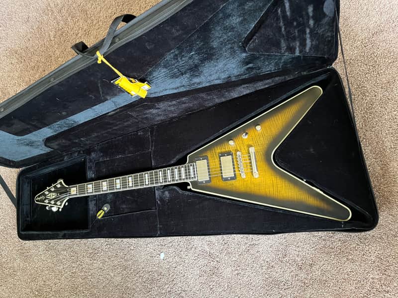 Epiphone Flying V Prophecy 2020 - 2024 - Yellow Tiger Aged | Reverb