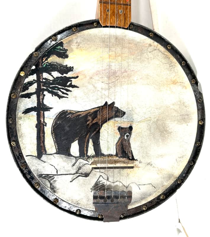 Ancient Hillbilly banjo with a painted head | Reverb Australia