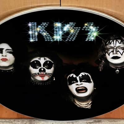 KISS, 22" Bass Drum Head, 1974 First Album, Gene, Paul, Ace, | Reverb