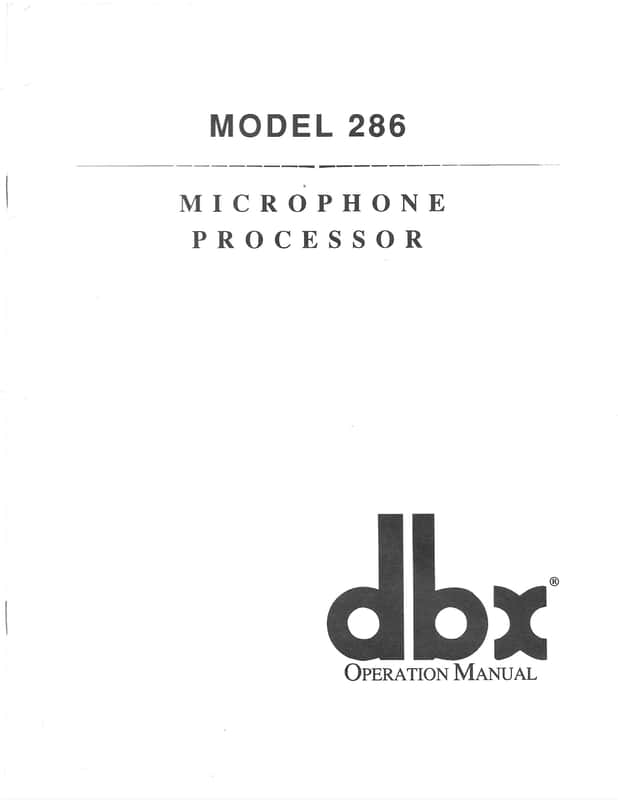 DBX 286 MIC MULTI PROCESSOR MANUAL | Reverb