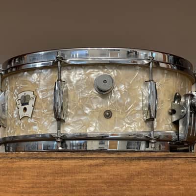 1960's Del Rey 5.5x14 White Marine Pearl Snare Drum MIJ | Reverb