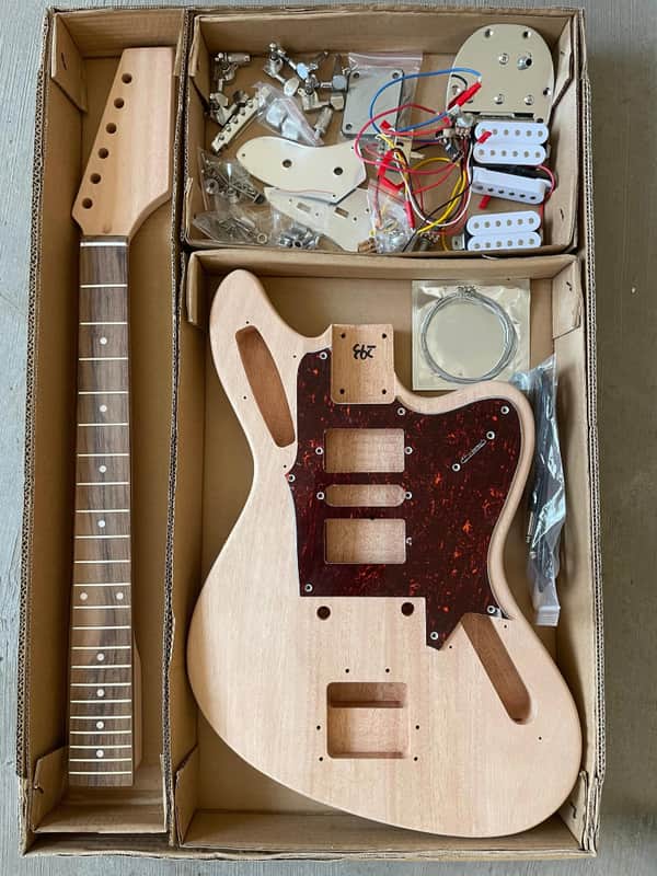 Unfinished Jazzmaster Style DIY Kit, Mahogany Body, Maple | Reverb