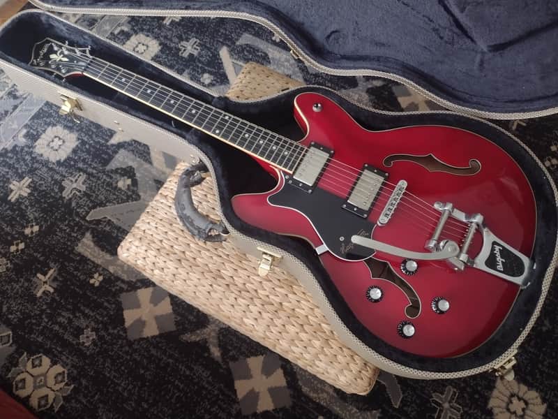 Left-handed semi-hollow Hagstrom Viking with Bigsby | Reverb