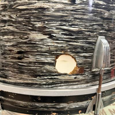 1959/60 Ludwig 14x20 Transition Badge Bass Drum in Black | Reverb