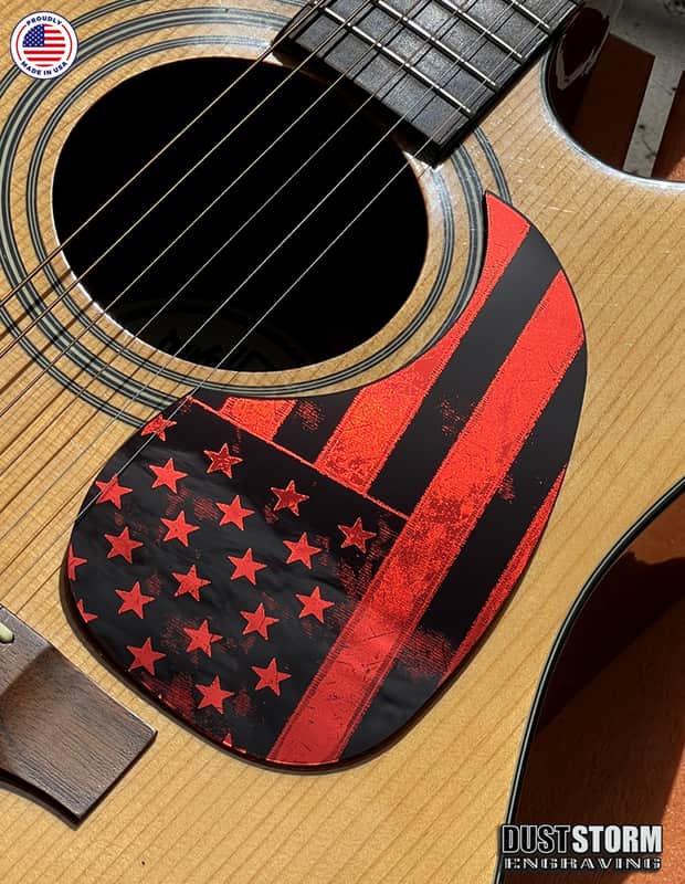 American Flag Acoustic Pickguard – Red Acrylic Mirror, Laser | Reverb