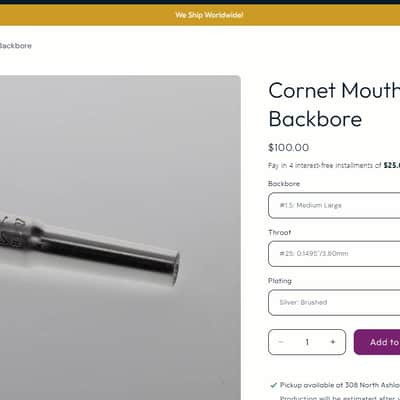 Pickett 1.5/25 Cornet/Piccolo Backbore | Reverb