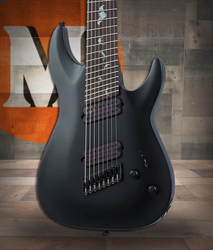 Schecter Damien-8 Multiscale - Satin Black (2477) | Reverb
