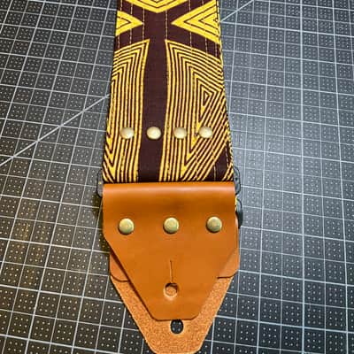 3 inch! Brown & Yellow Animal/Triangle Print handmade guitar | Reverb