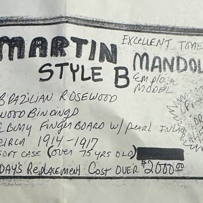 C. F. Martin Style B Flat Back Mandolin 1914-1917 | Reverb