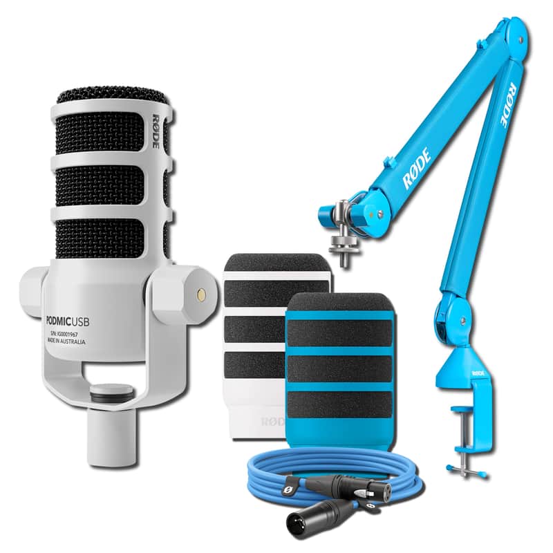 Rode PodMic USB Dynamic Broadcast Microphone (White) with | Reverb