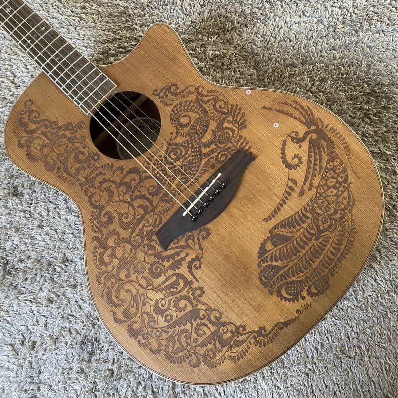 Luna 40 Inch Acoustic Guitar, Carved Red Pine Top Body, | Reverb