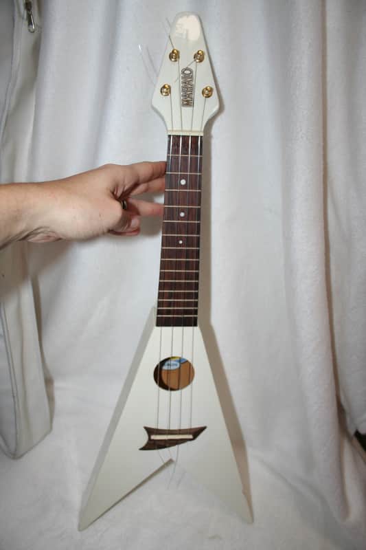 VINTAGE FLYING V SOPRANO UKULELE WHITE HEAVY METAL METALLICA | Reverb