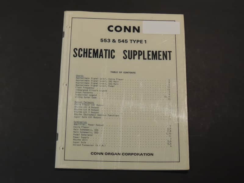 Conn 553 & 545 Type 1 Schematic Supplement [Three Wave Music] | Reverb