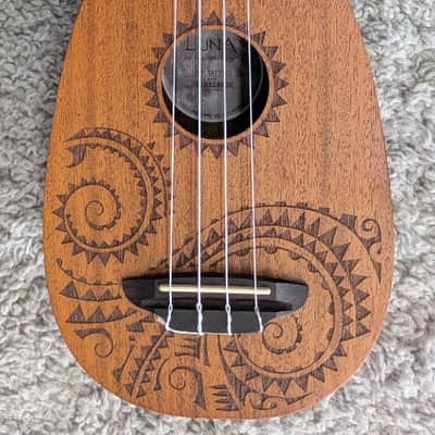 Luna Model UKE TATTOO Hawaiian Soprano Pineapple Mahogany | Reverb