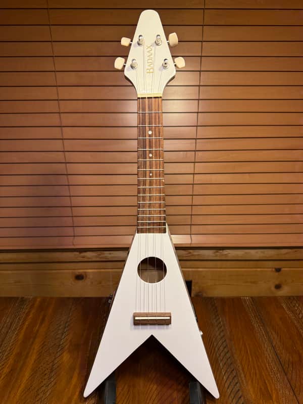 Badaax Flying V Soprano Ukulele FLYBWH Acoustic Electric | Reverb