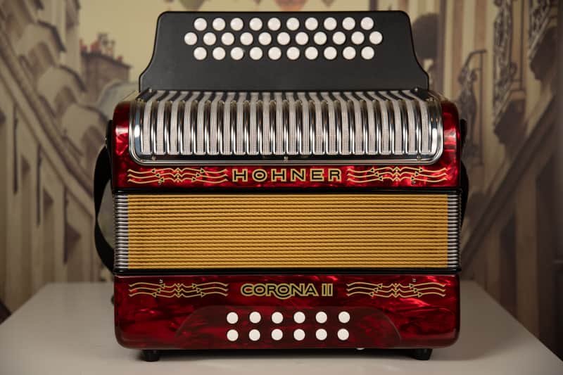 Hohner Corona II Diatonic Accordion in GCF - Pearl Red | Reverb