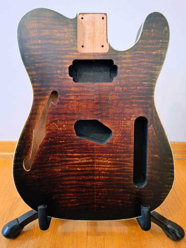 Telecaster Tele Thinline Body SH Dark Brown Burst Mahogany | Reverb