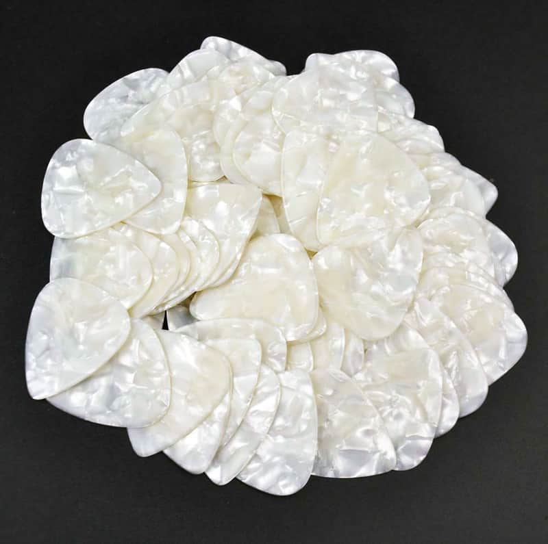 Celluloid White Pearl Guitar Or Bass Pick - 0.46 mm Light | Reverb