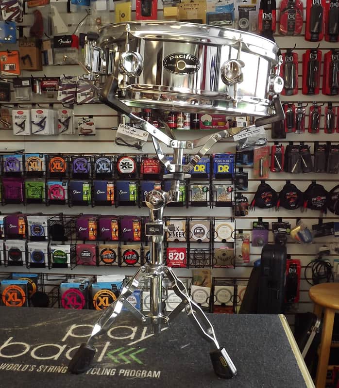 PDP Pacific Steel Snare Drum and Sound Percussion Snare Stand | Reverb