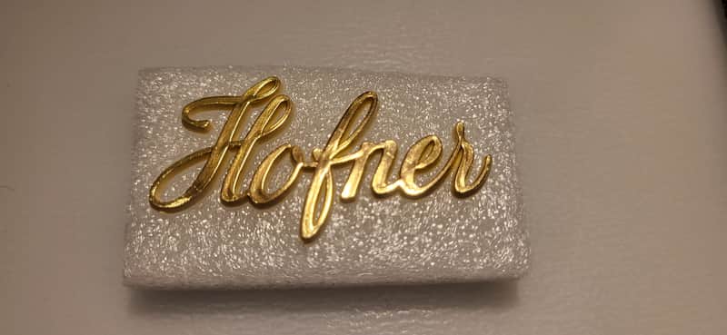 Hofner NOS 60's violin bass headstock plastic logo decal | Reverb UK