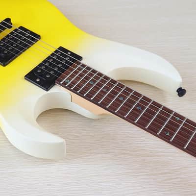 Custom Yellow White Finish, HH Electric Guitar, Solid Ash | Reverb
