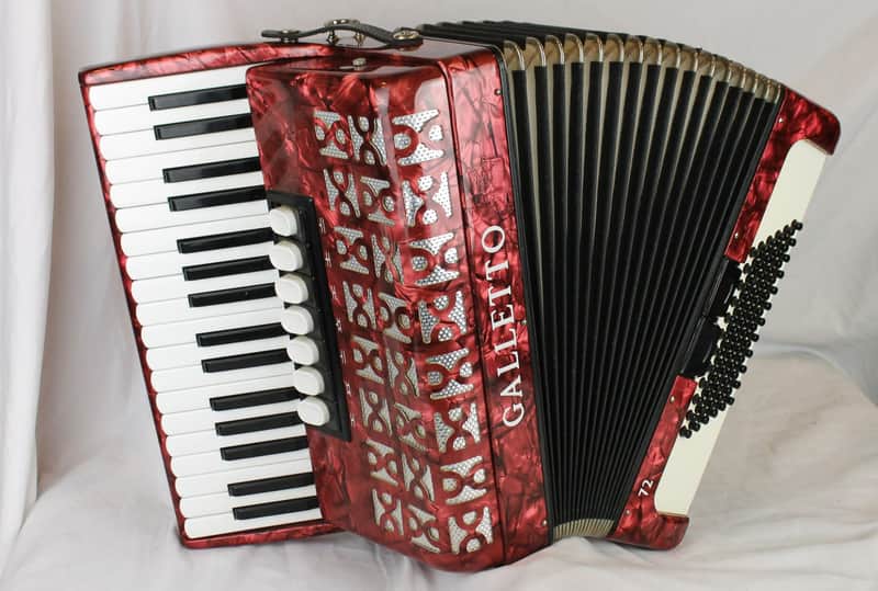 7918 - Red Pearl Galetto Piano Accordion LMM 34 72. | Reverb