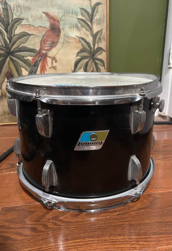 1970s Ludwig 12x8 black cortex vintage 3ply tom | Reverb UK