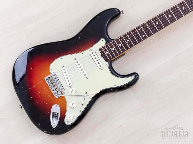 1961 Fender Stratocaster Vintage Guitar Sunburst Slab Board | Reverb