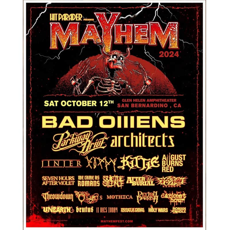 Mayhem Music Festival 2024 Ltd Ed RARE Poster! PARKWAY DRIVE | Reverb
