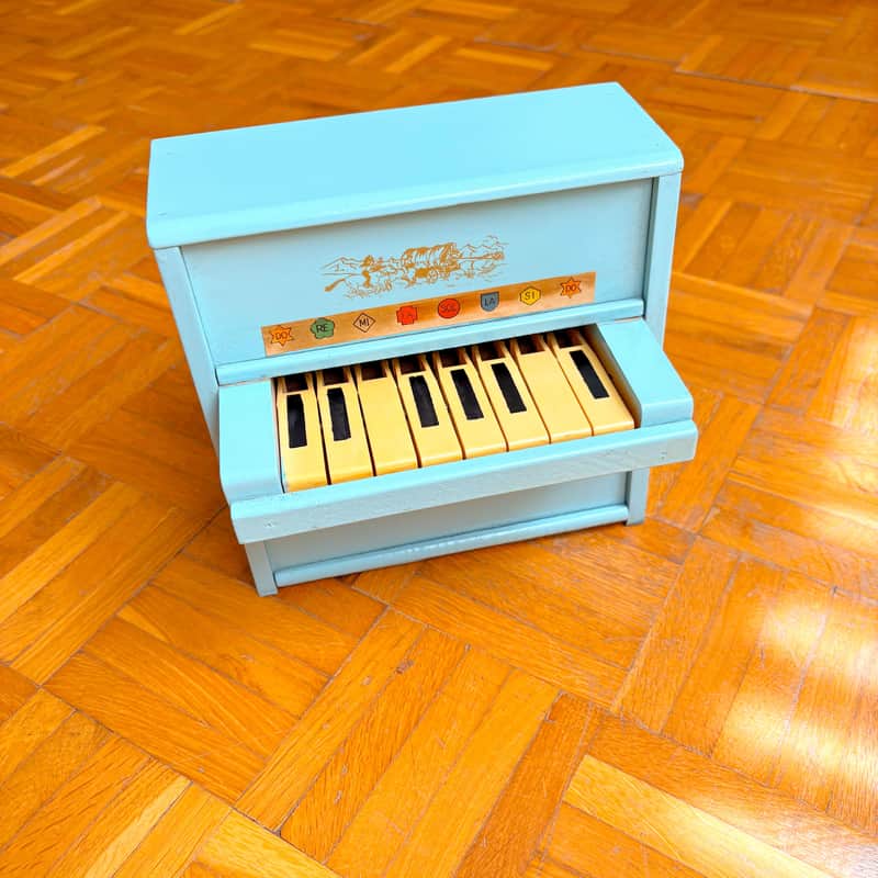 Mysterious Antique Sky Blue Wooden 8-Keys Upright Mini Toy | Reverb