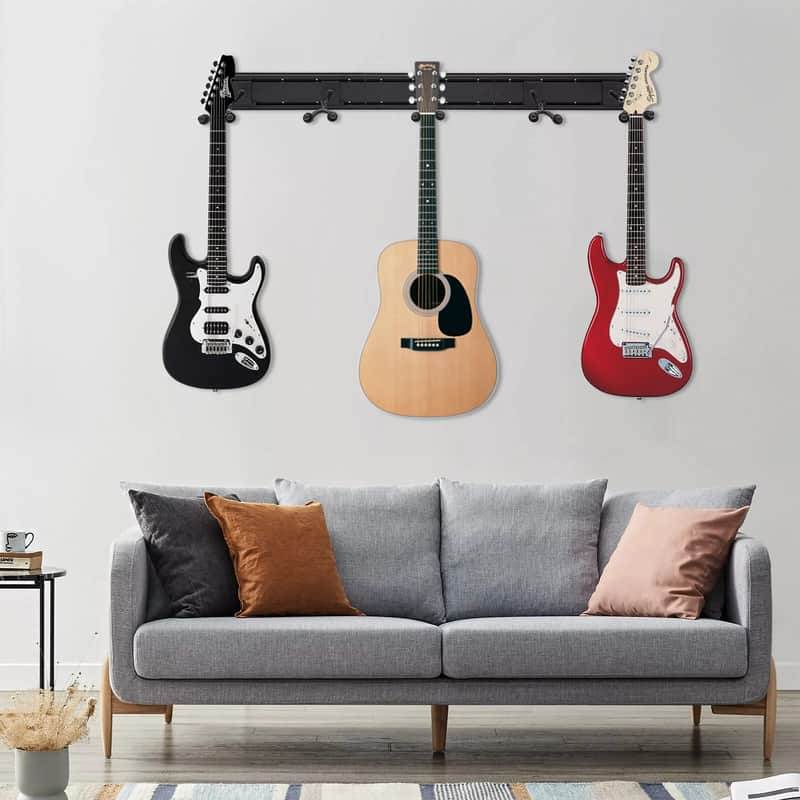 5-Hanger Wall-Mounted Guitar Rack | Adjustable Strong Hooks | Reverb