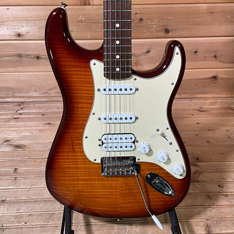 Fender Deluxe Stratocaster HSS Electric Guitar USED- Tobacco | Reverb