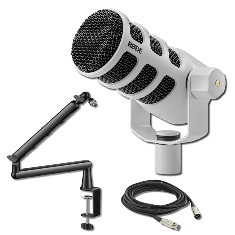 Rode PodMic USB Dynamic Broadcast Microphone (White) with Low | Reverb