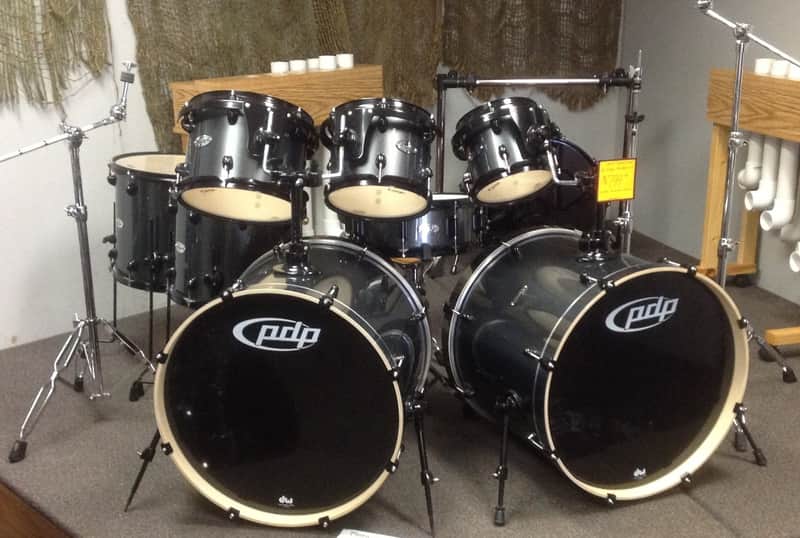 PDP Double Drive Kit Metallic Gray Dbl. Bass Drum set w/ | Reverb
