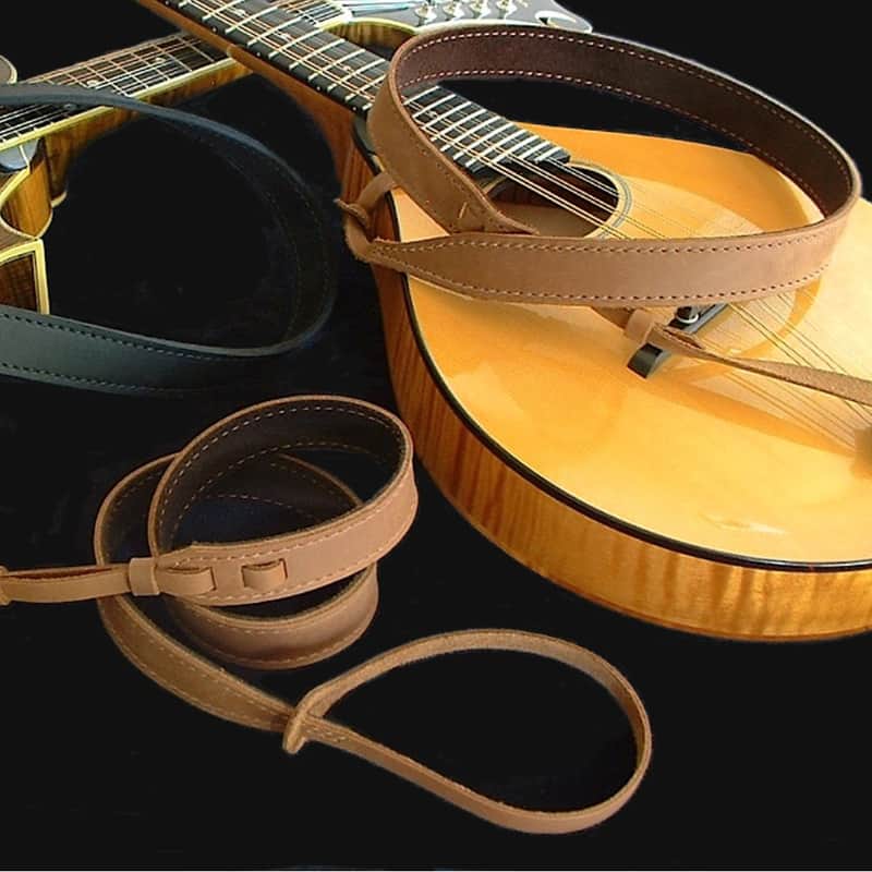 El Dorado 1" Hand-Tooled Mandolin Strap Tan Acorn/Oakleaf | Reverb