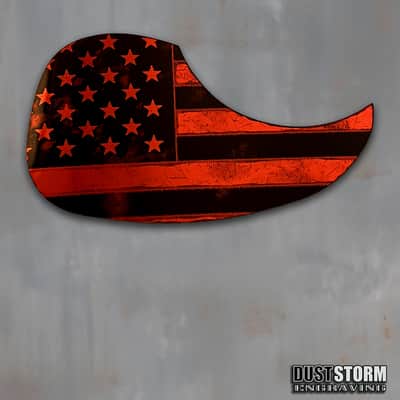 American Flag Acoustic Pickguard – Red Acrylic Mirror, Laser | Reverb