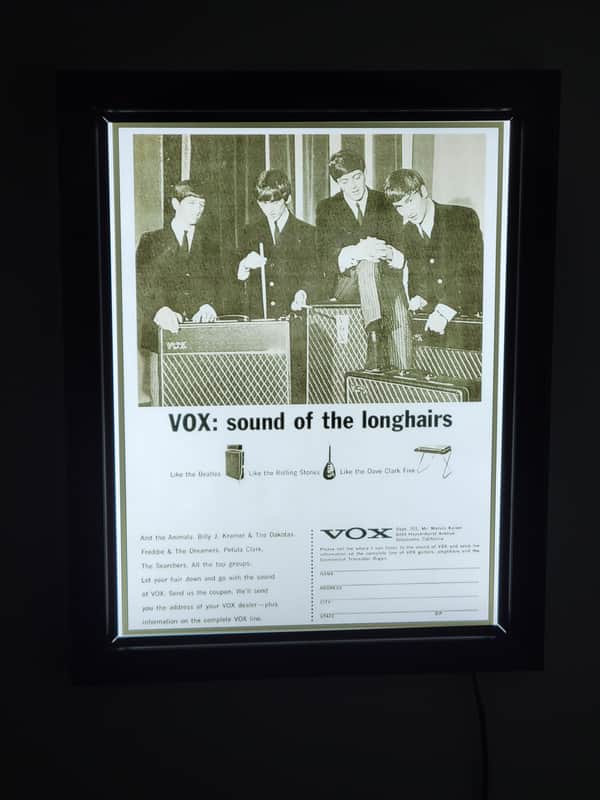 1964 Vox Amplifiers Beatles AC-30 Backlit Movie Style Poster | Reverb