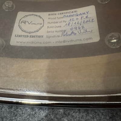 R.V. Drums Mahogany 14x5,25 snare drum Made in Italy | Reverb