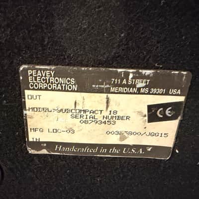 Peavey Subcompact 18 Passive Subwoofer Cabinet 1990's | Reverb