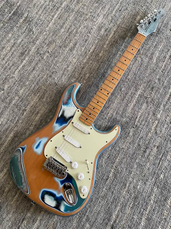 JW Van Stratocaster 2012 - Custom Blue/Silver/Red | Reverb