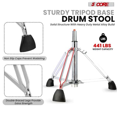 5 Core Drum Throne w Backrest 4" Padded Stool Airlift 25" | Reverb