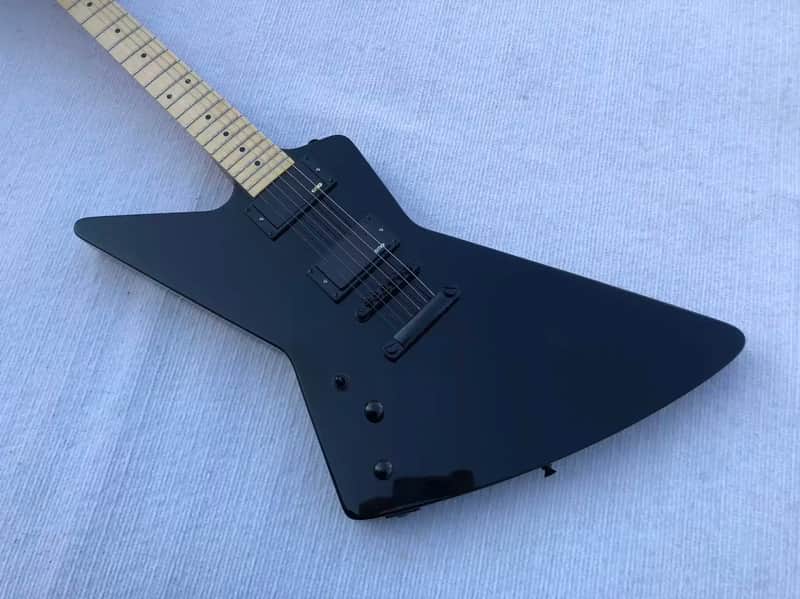 Black Explorer Style Electric Guitar, Maple Neck | Reverb Australia