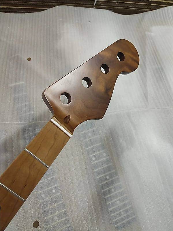 Flamed Maple 4 String Jazz Bass Style Neck, 21 Frets | Reverb